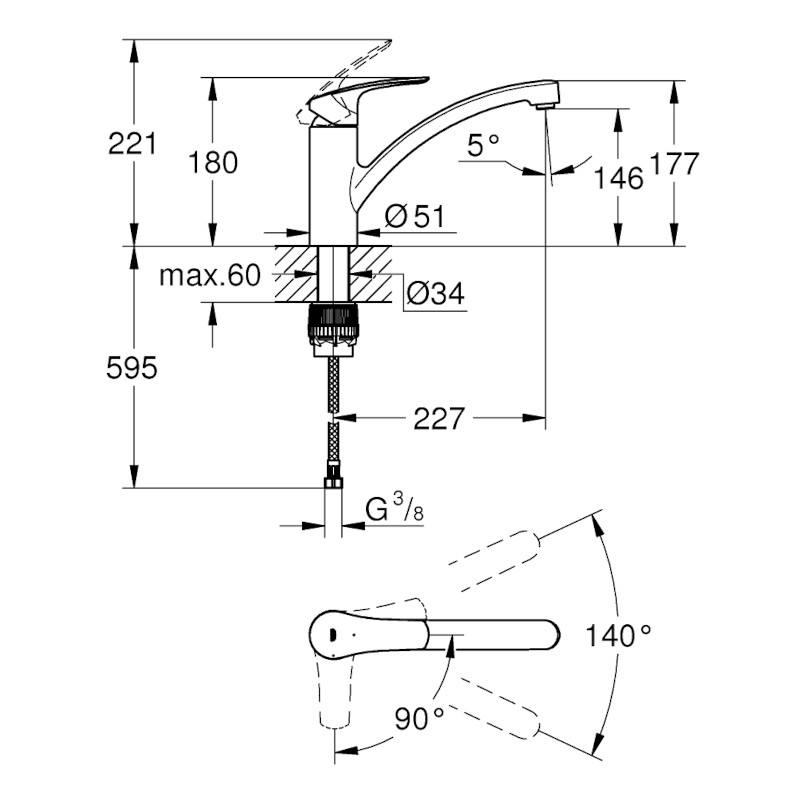 [32221003 - Grohe] Mitigeur Eurosmart C3 Grohe - Chrome
