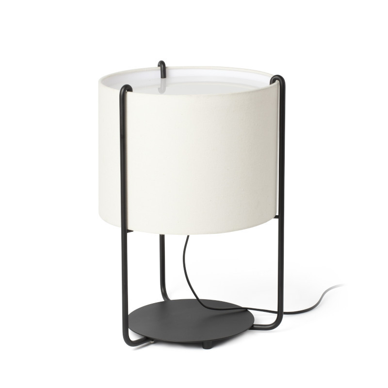 [24020-31 - Faro] Lampe de table Drum noire/beige