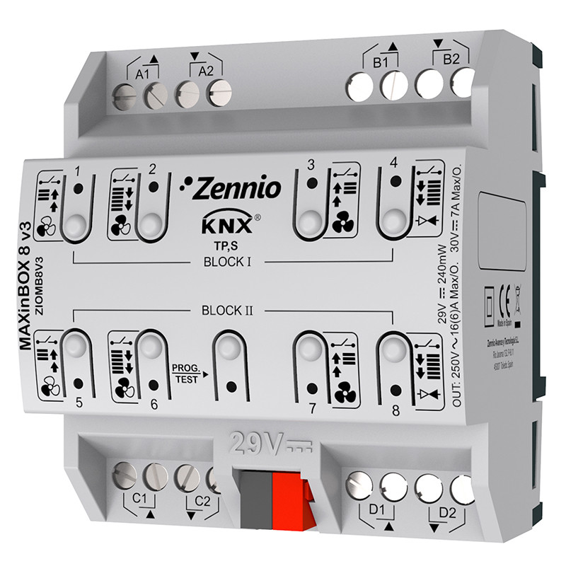 [ZIOMB8V3 - ZENNIO] Actionneur multifonctions KNX 8 sorties 16A