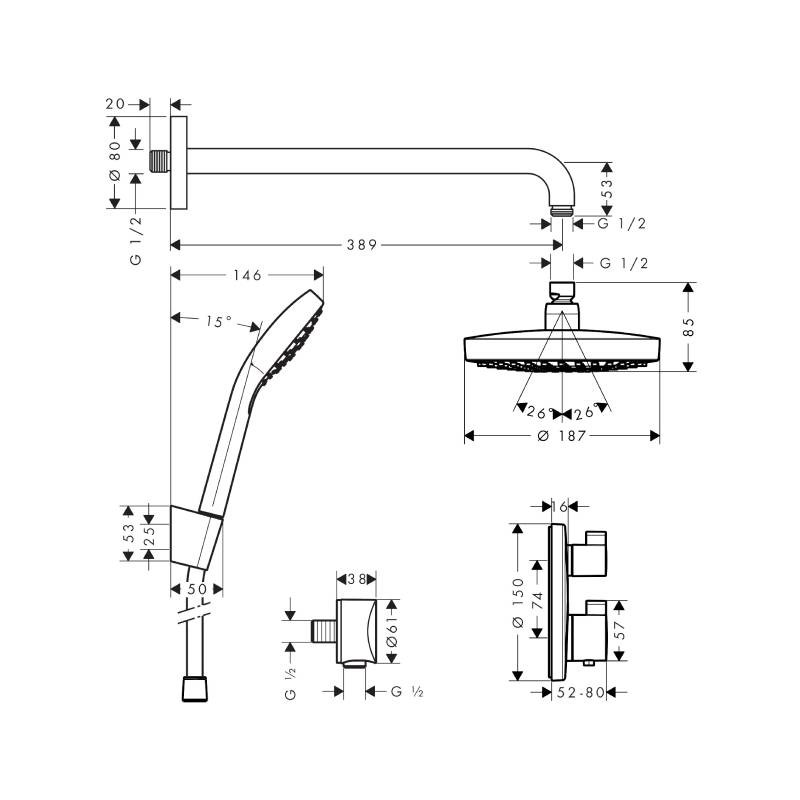 27295000 - Ensemble encastré Croma Select S avec mitigeur ...