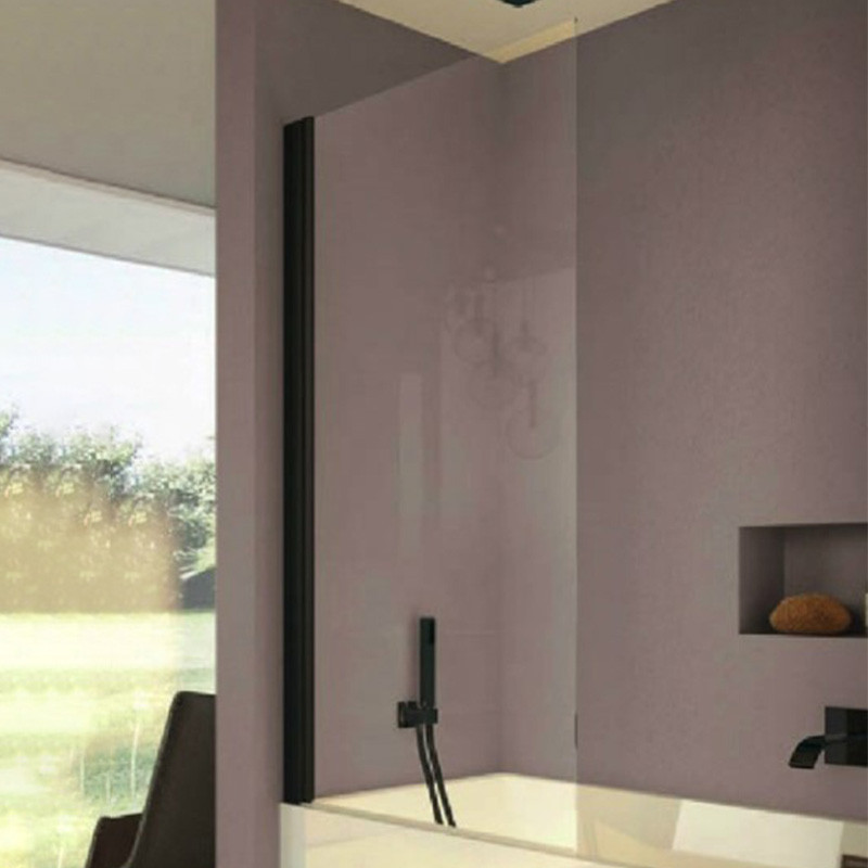 ALG-140/80N - Pare baignoire Domao 200 - 1 volet pivotant 180° - 140x80 - Profilé noir - Verre clair