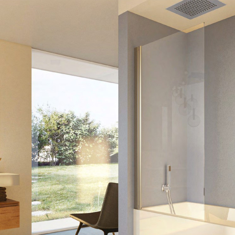 ALG-140/80 - Pare baignoire Domao 200 - 1 volet pivotant 180° - 140x80 - Profilé argent - Verre ...