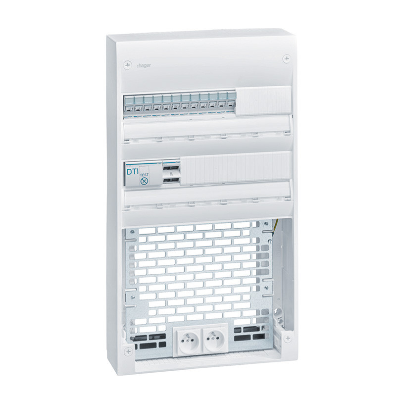 TN435 - Coffret VDI 2 rangées 36 modules + platine Grade 3TV Hager