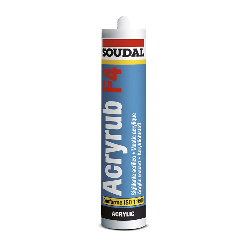 120659 - Mastic acrylique Acryrub F4 Soudal - Blanc - Cartouche 300ml