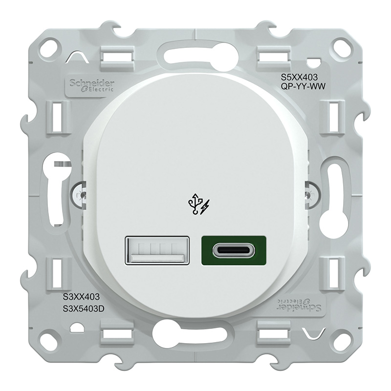 S320403 - SCHNEIDER ELECTRIC - Prise USB type A et type C Ovalis - Blanc