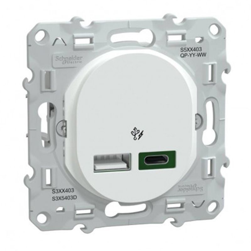 S320403 - SCHNEIDER ELECTRIC - Prise USB type A et type C Ovalis - Blanc