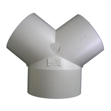 867676 - Dérivation PVC Unelvent - 1 piquage D150mm - 2 piquages D125mm