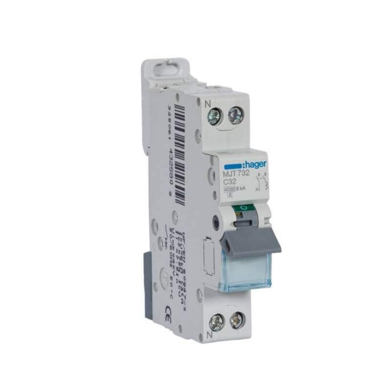 [MJT732 - Hager] Disjoncteur - 1P+N - 4,5-6kA - courbe C - 32A