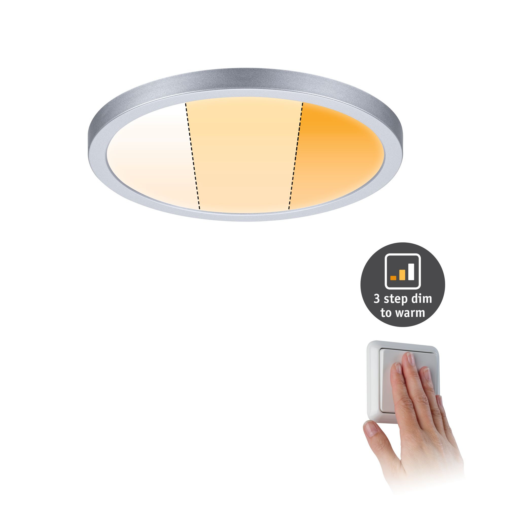 Panneau ENC Areo VariFit IP44 15W 3 Step dim to warm 175mm Chrome dép ...