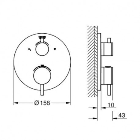 Façade mitigeur thermostatique douche à encastrer Atrio Grohe - 2 ...