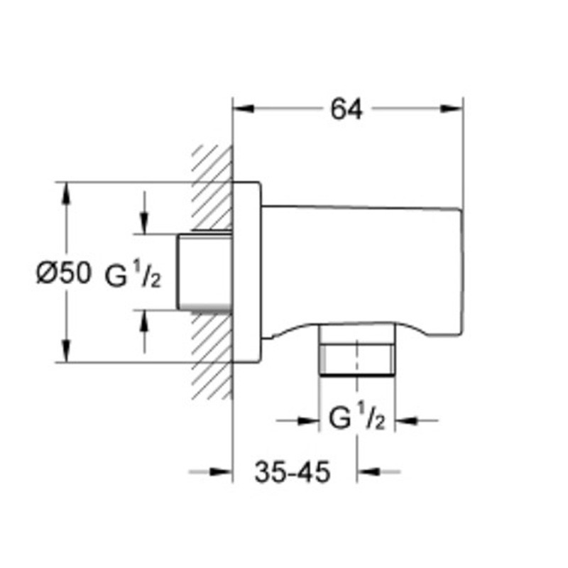 Coude à encastrer 1/2" Rainshower Grohe - Super steel