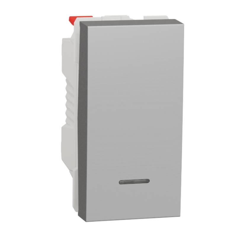 Bouton-poussoir lumineux NO - Référence NU310630N - Aluminium - Gamme Unica