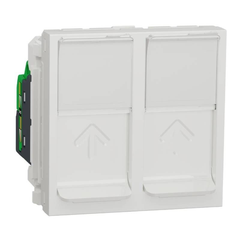 Double prise blanche RJ45 Cat.5 UTP de la gamme Unica par Schneider ...