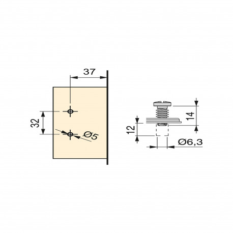 [Emuca] Kit charniere droite X91N et embase - 1012407