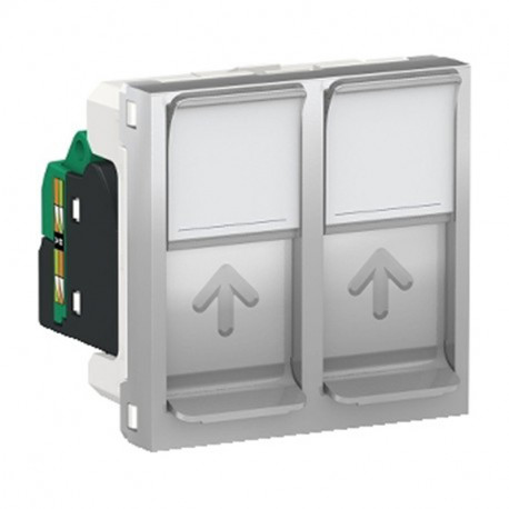 Double prise aluminium RJ45 Cat.5 UTP de la gamme Unica par Schneider