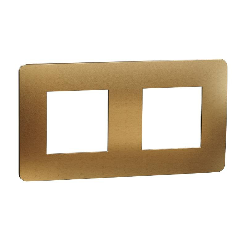 Plaque de finition Unica Studio Métal N - 2 postes - Cuivre liseré blanc