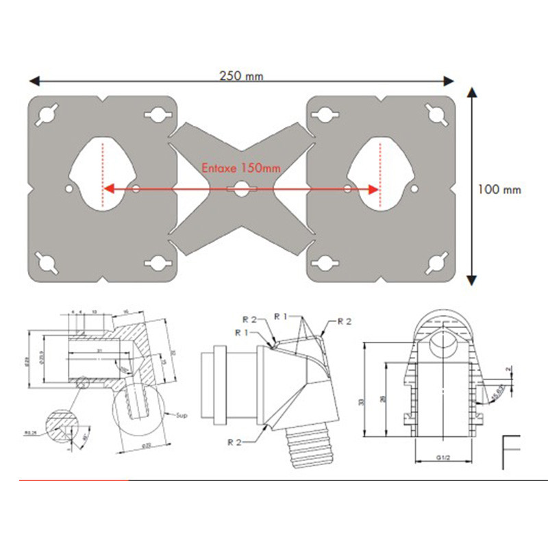 Kit fixation robinetterie douche cloison plaque de plâtre Hydrofix Ram ...