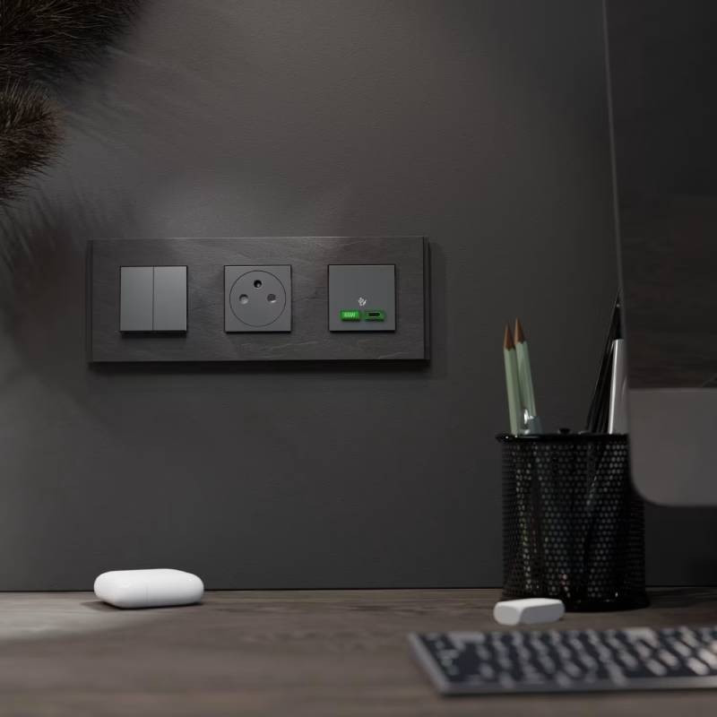 Plaque Unica Deco Signature Schneider Electric - Gris ardoise - 6 ...