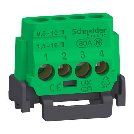 Bornier à vis 4 trous 2x16² - 2x10² et couvercles terre/neutre Linergy ...