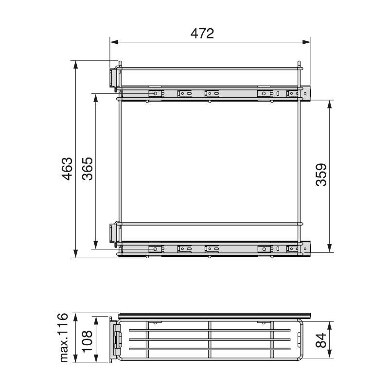 [8380911 - Emuca] Porte-bouteilles coulissant Supramax pour module 150mm