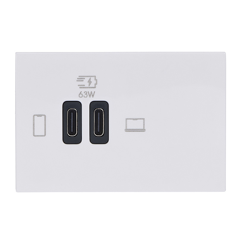 Prise double USB-C 63W Mosaic Legrand - 3 modules - Blanc