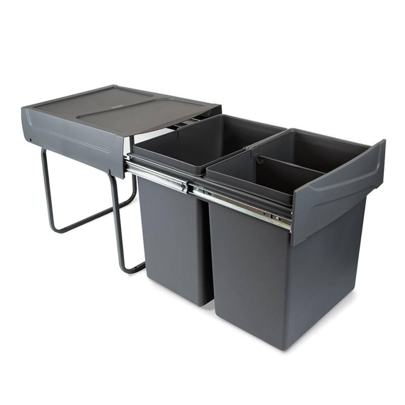 Bac de tri sélectif Recycle Emuca - 2x20L- Gris anthracite