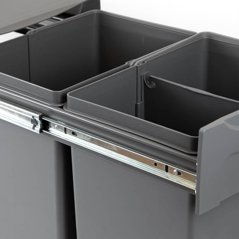 Bac de tri sélectif Recycle Emuca - 2x20L- Gris anthracite