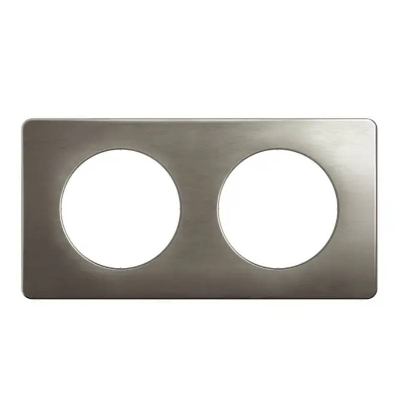 Plaque de finition Acier satiné 2 postes [CP1802 - Legrand]