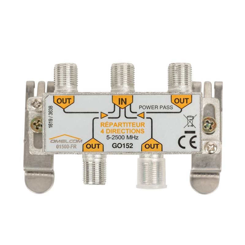 GO152 - Omelcom Répartiteur TV coaxial - 4 sorties