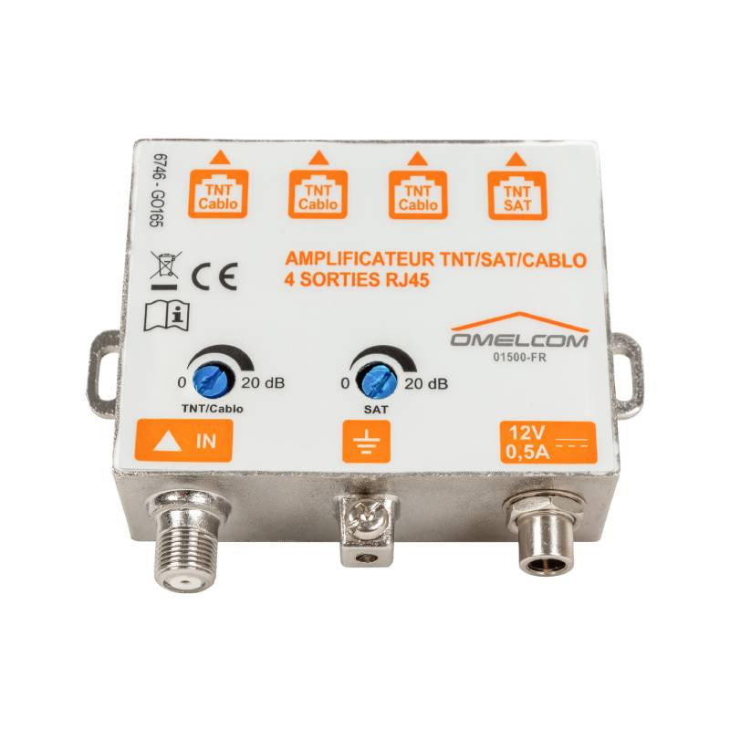 GO165 - Omelcom Amplificateur TNT + SAT - 4 sorties RJ45
