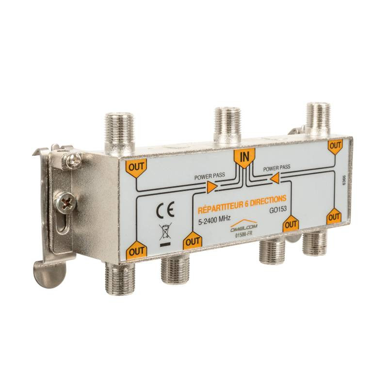 GO153 - Omelcom Répartiteur TV coaxial - 6 sorties