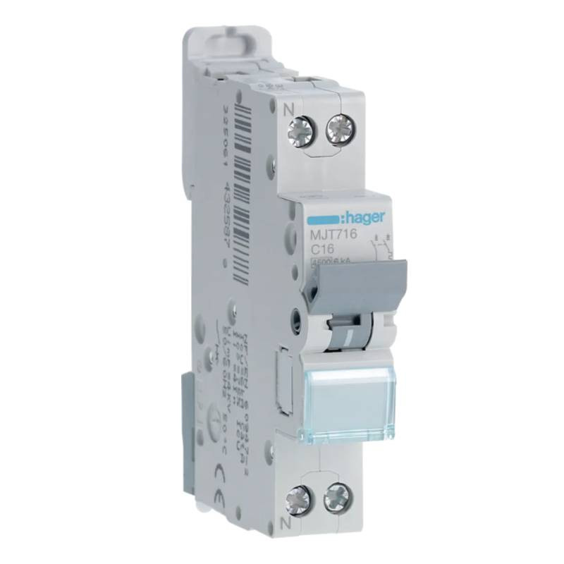 [MJT716 - Hager] Disjoncteur - 1P+N - 4,5-6kA - courbe C - 16A