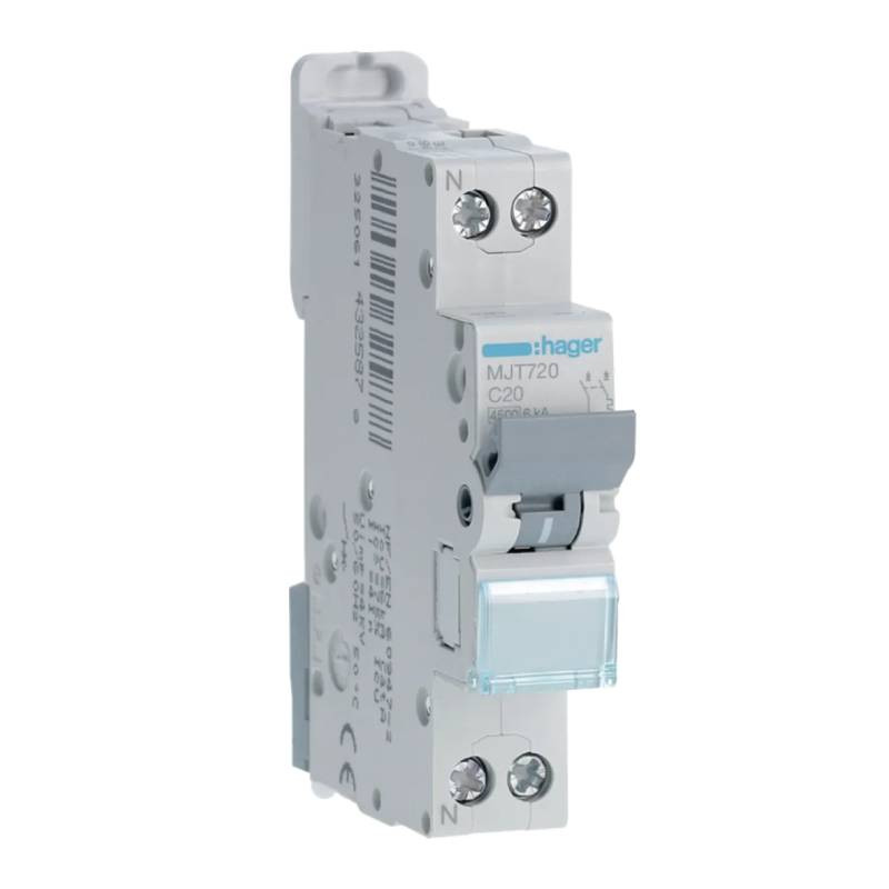 [MJT720 - Hager] Disjoncteur - 1P+N - 4,5-6kA - courbe C - 20A
