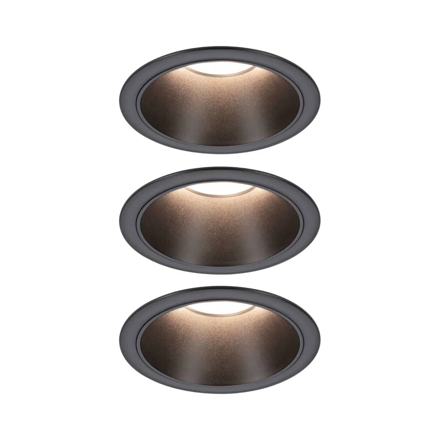Lot de 3 spots LED ronds Cole Coin - 2700K - Noir - 94869 Paulmann