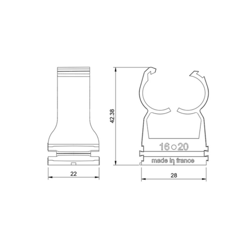 580162 Ram - Sachet de 10 Clipea Ram - Ø16-20mm - Blanc