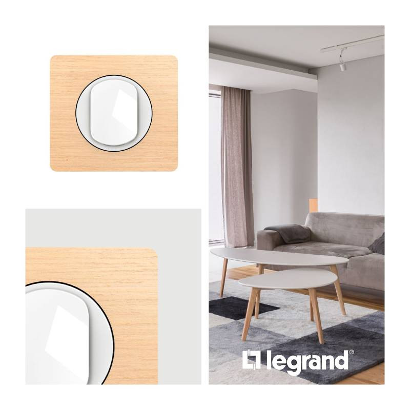 Plaque de finition Céliane 3 postes - Hêtre [CP1403 - Legrand]