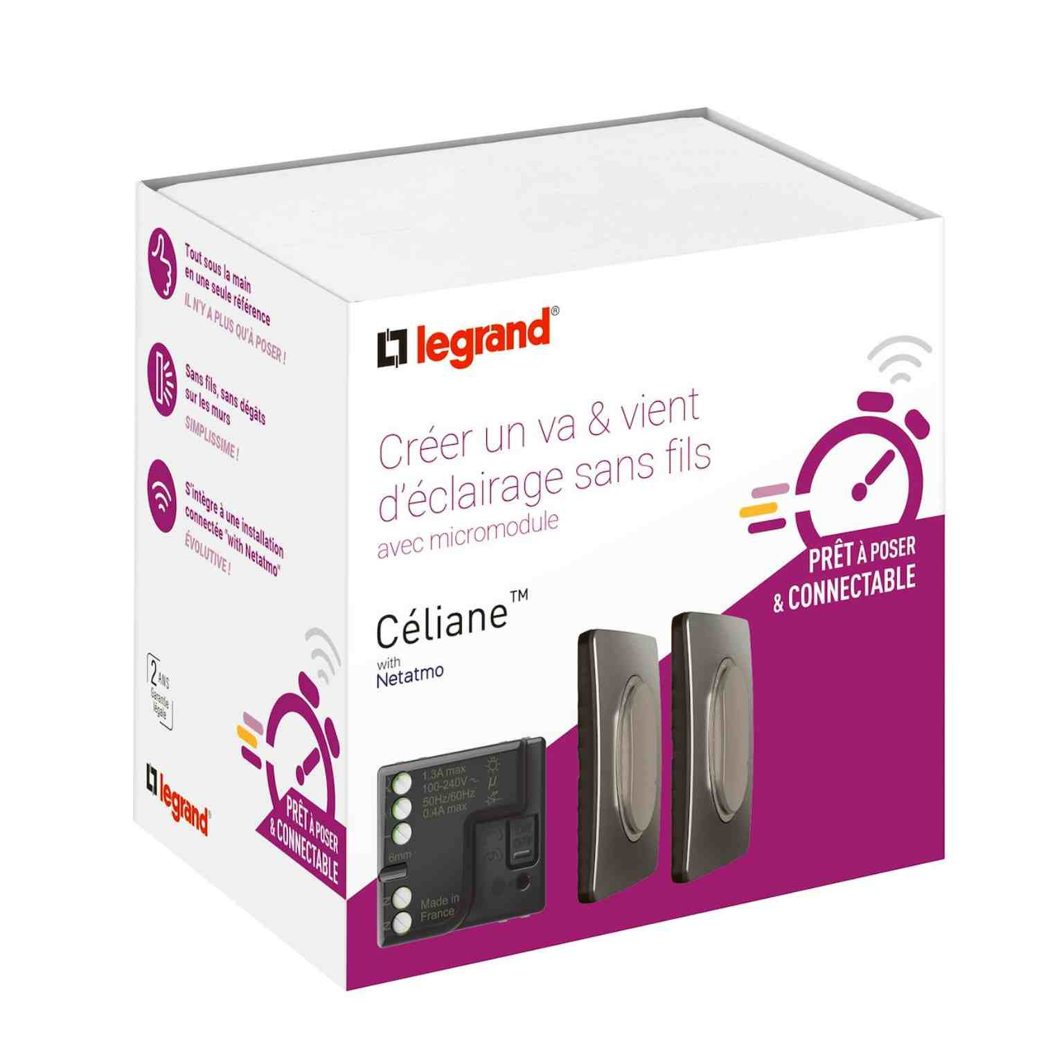 Kit commande éclairage connectable prêt-à-poser Céliane Legrand - CT0405