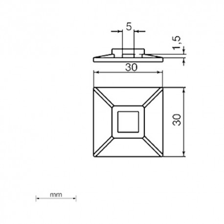 Embase adhésive - U60X - 30x30 mm