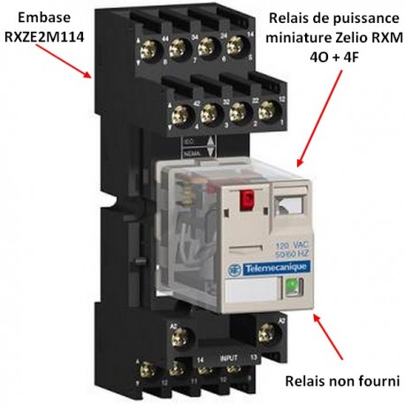 Embase pour relais enfichable Zelio RXM - contacts mixte - bornes à vis