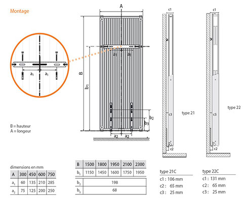 [VR - Radson] Radiateur Eau chaude Vertical Blanc
