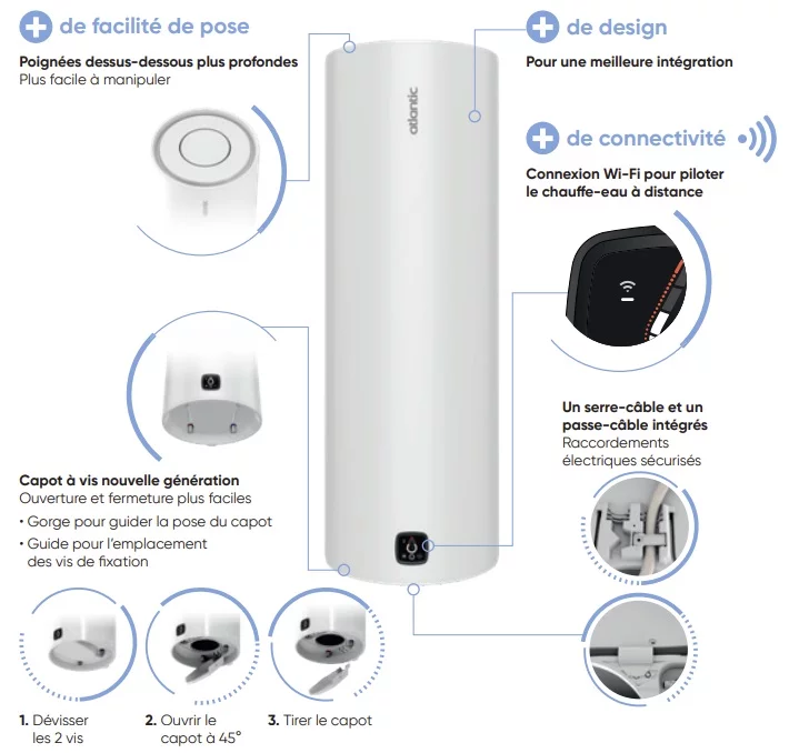 [154117 - Atlantic] Chauffe-eau ACI hybride vertical mural Aquéo 200L